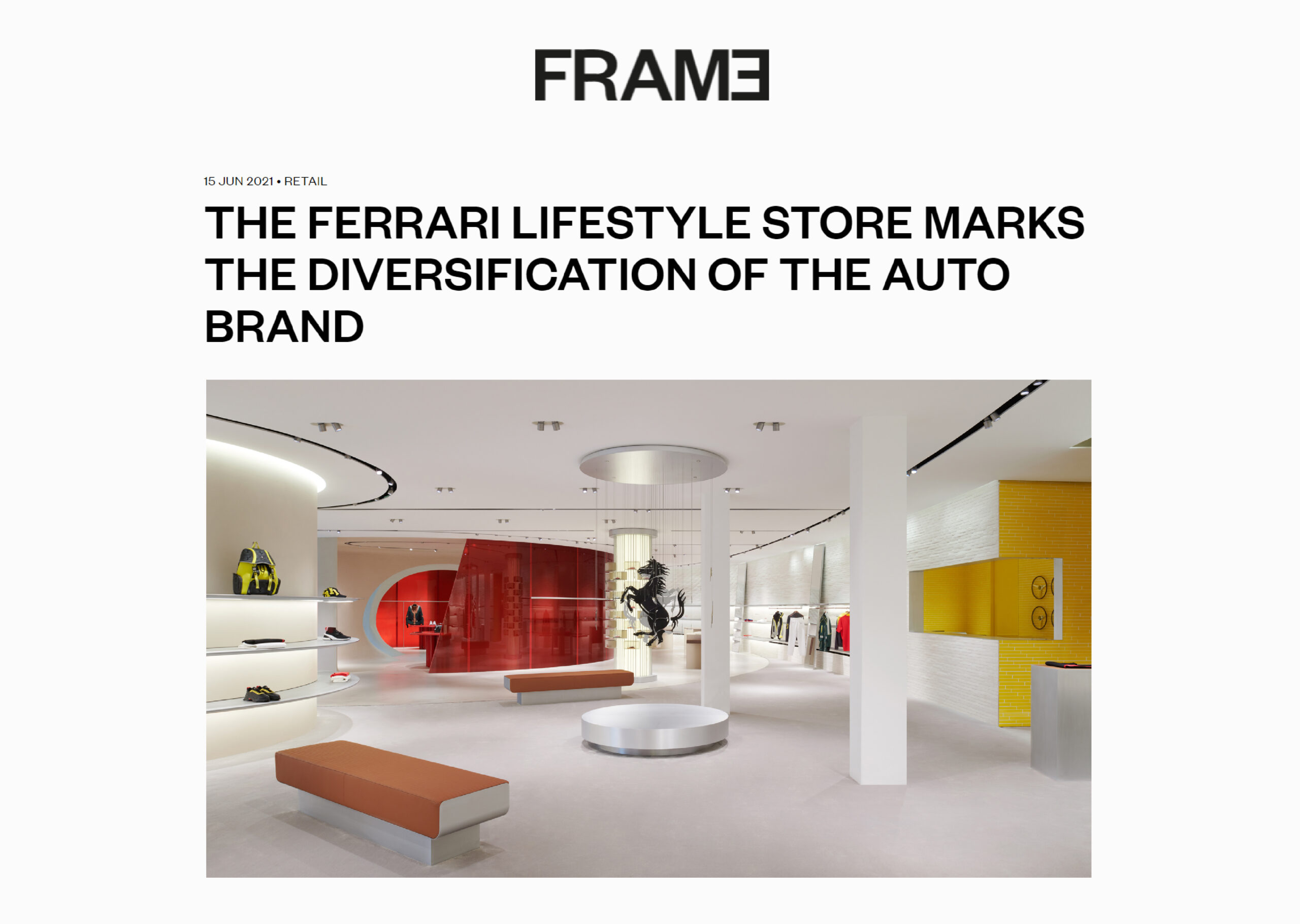 FRAME - THE FERRARI LIFESTYLE STORE MARKS THE DIVERSIFICATION OF THE ...